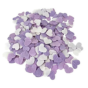 mybbshower Lilac White Crepe Paper 1 inch Heart Confetti for Table Decor Anniversary Violet Lavender Birthday Wedding Bridal Shower Girls Women Party Decorations 1000 Count