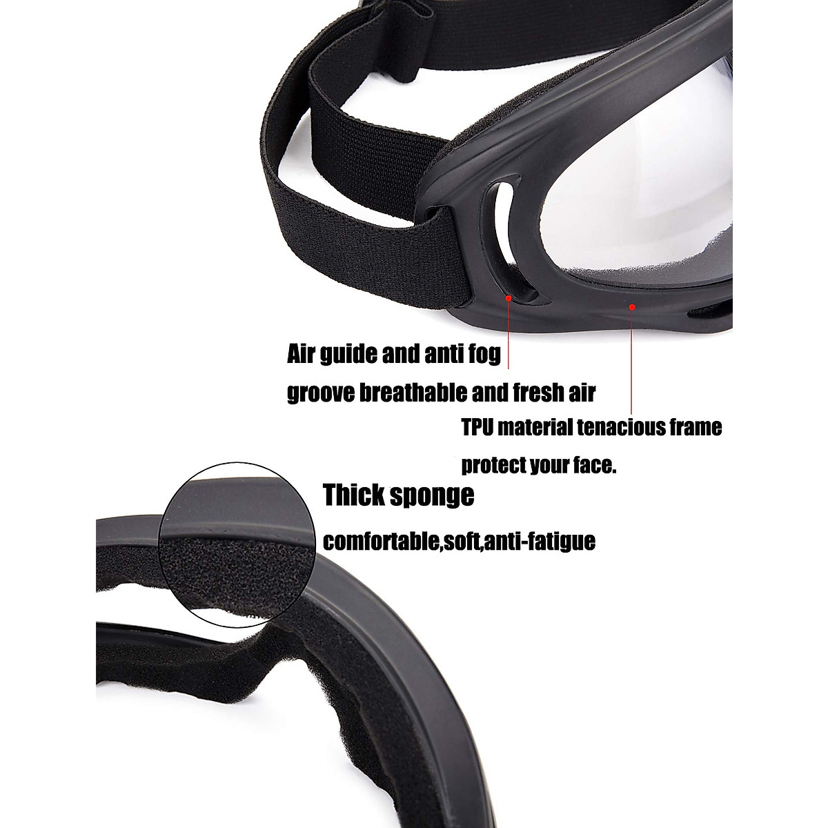 CAREONLINE Safety Ski Goggles, Unisex Snow Snowboard Safety Glasses Anti-Fog UV Protection