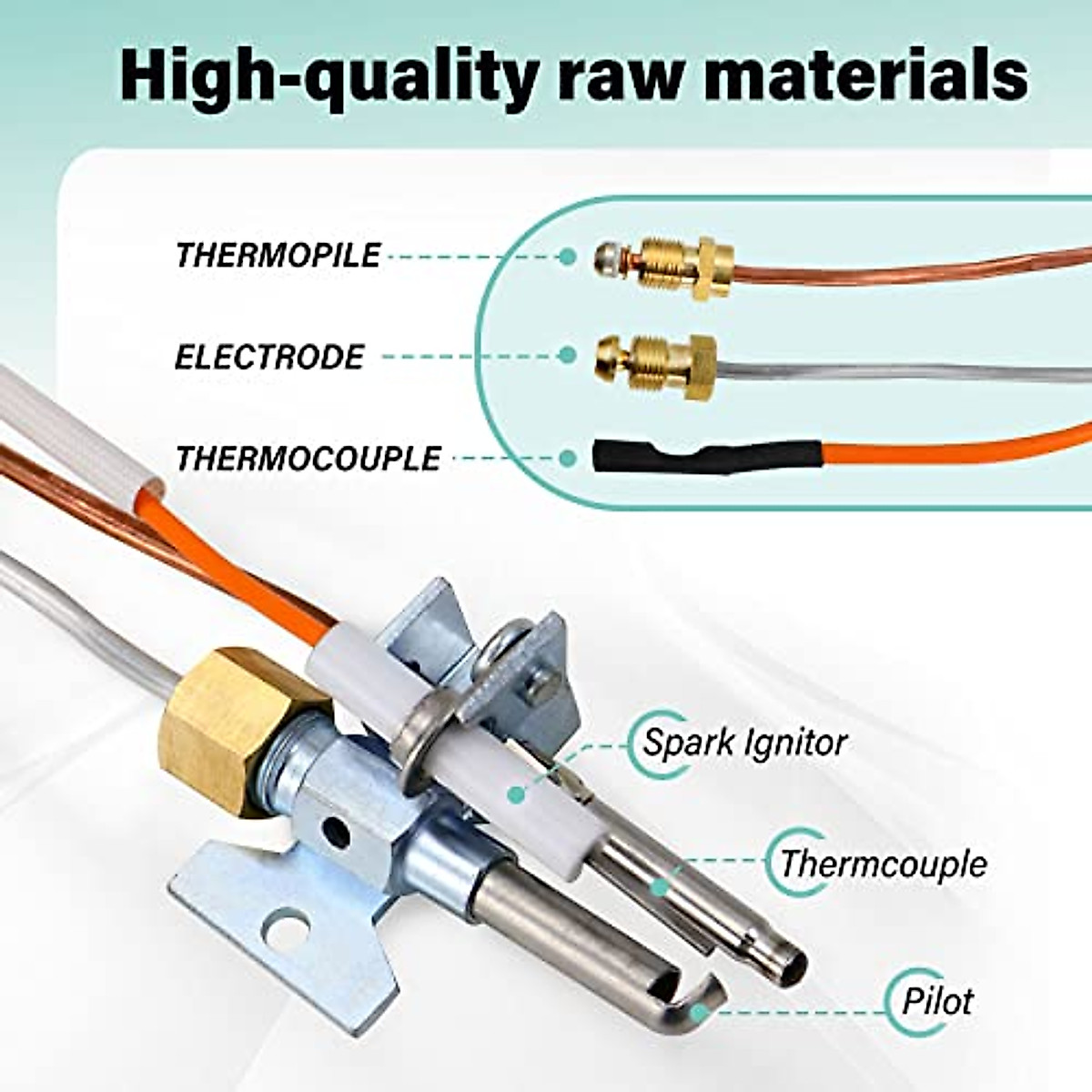 Upgrade SP20075 Pilot and Igniter Assembly Replacement Kit for Natural Gas Water Heater, Compatible with Rheem, Compatible with GE, Includes: Pilot Assembly, Burner Door Gasket, Screws, Clips