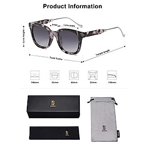 SOJOS Classic Square Polarized Sunglasses Womens Mens Retro Trendy Shades UV400 Sunnies, Black Tortoise/Grey