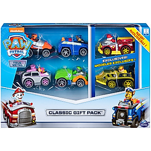 Paw Patrol, True Metal Classic Gift Pack of 6 Collectible DIE-CAST Vehicles, 1: 55 Scale, Launch’N Haul Paw Patroller, Transforming 2-in-1 Track Set for True Metal Die-Cast Vehicles