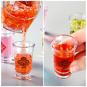 Chuangdi 24 Pcs Casino Party Favors 1.2 Ounce Acrylic Shots Glass for Adults Poker Game Night Party Decoration Funny Shot Glasses for Vegas Theme Party Decoration Casino Birthday Party Decoration