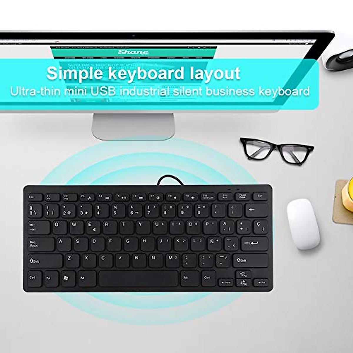 ciciglow Mini Wired Keyboard, 78 Keys Keypad, Portable Ultra Thin Mechanical Gaming Keyboard, Mini USB Wired Office Keyboard for Computer Laptop