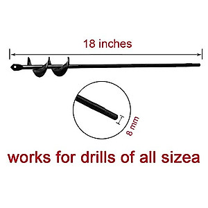 Auger Drill Bit, Auger Post Hole Digger, Auger Drill Bit for Planting 1.5''x18'' (4x45cm) Extended Garden Drill Auger Spiral Long Drill Bit Great Options for Planting 3/8” Hex Dril
