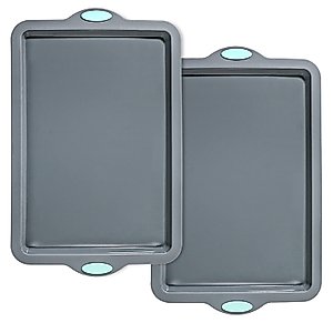 Webake Silicone Sheet Cake Pan, 14 Inch Silicone Sheet Pans 2 Pack Cookie Sheet Jelly Roll Pan Rectangular Cooking Sheet Baking Trays for Oven