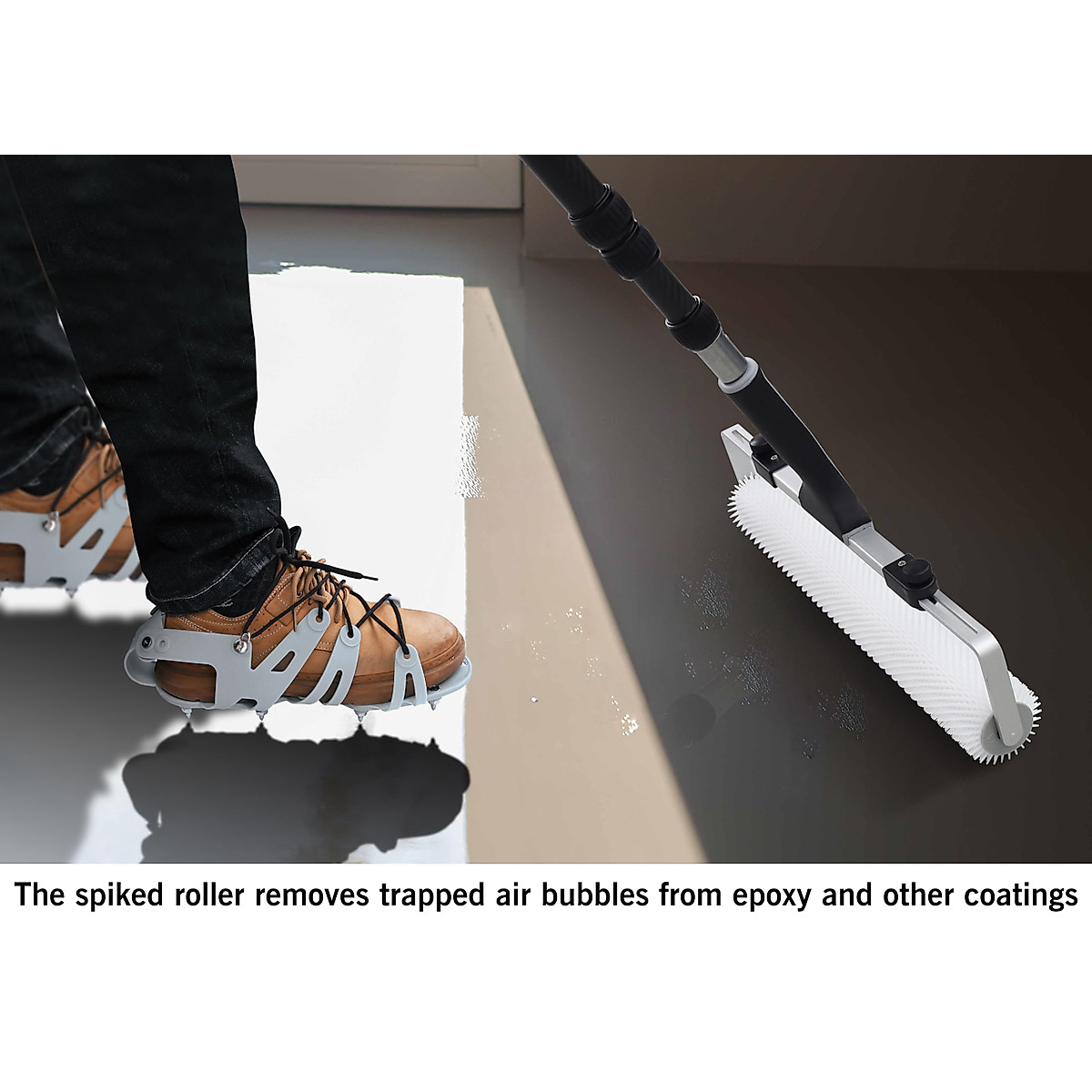 ROLLINGDOG Spiked Roller-Epoxy Floor Spiked Roller for Self Leveling Concrete,Spiked Screeding Compound Roller for Cement Concrete Paint (450mm)