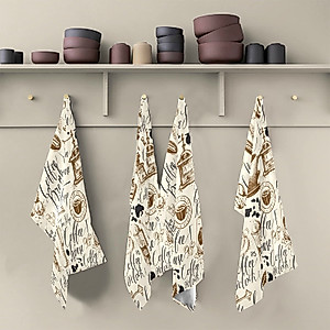 ALAZA Theme of Coffee and Coffee House Decorative Kitchen Dish Towels 1 Piece,Soft and Absorbent Kitchen Hand Towels Home Cleaning Towels Dishcloths,18 x 28 Inch