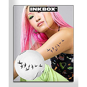 Inkbox Temporary Tattoos, Semi-Permanent Tattoo, One Premium Easy Long Lasting, Water-Resistant Temp Tattoo with For Now Ink - Lasts 1-2 Weeks, Bird Tattoo, 5 x 2 in, Pajaros