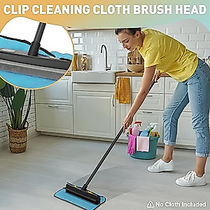 Sunally Rubber Broom Pet Hair Remover, Fur Remover Broom with Squeegee for Fluff Carpet, Hardwood Floor, Tile, Window, Black Yellow, includes Portable Lint Remover Brush and Broom Holder