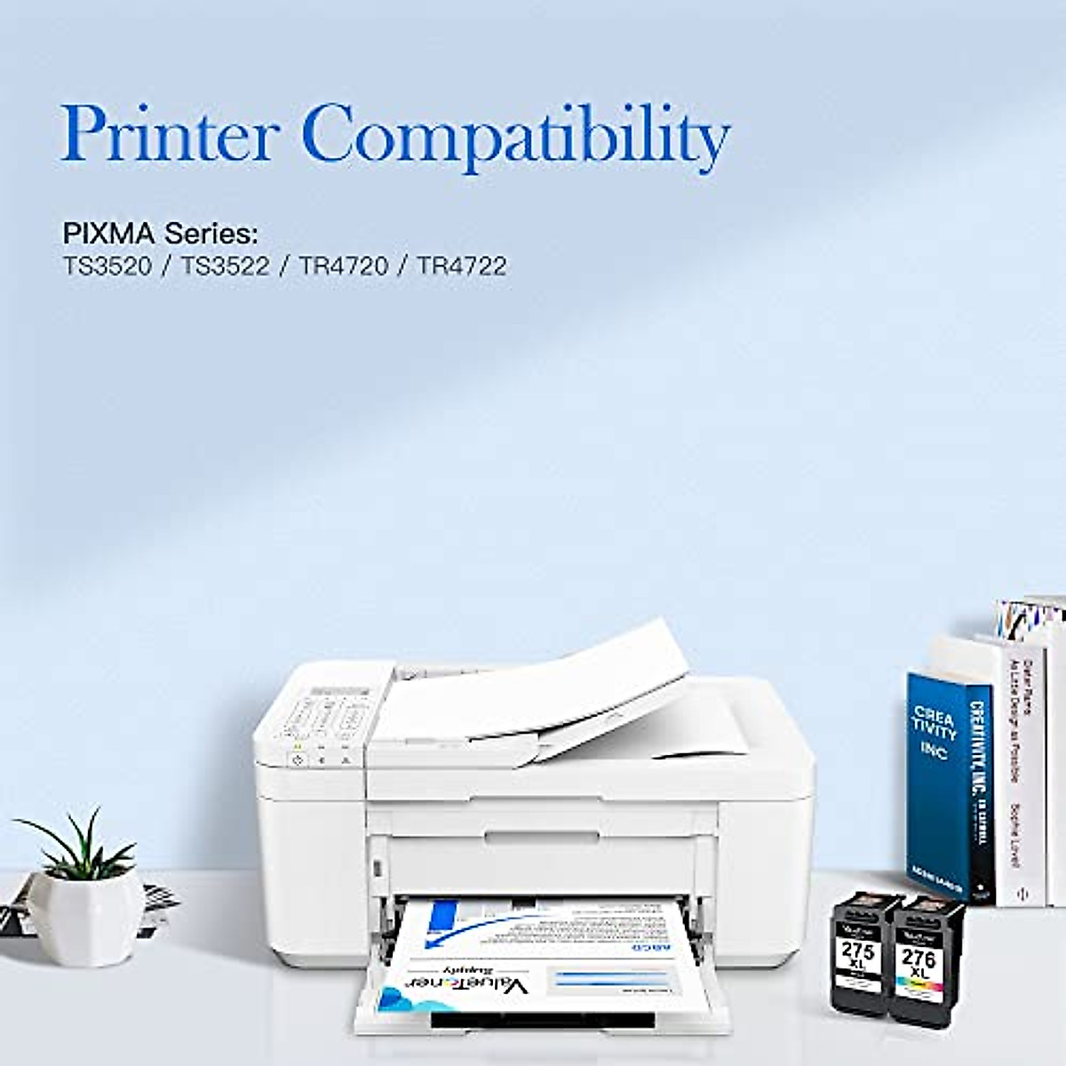 Valuetoner Supply Ink Cartridges Replacement for Canon Printer Ink 275 276 Combo Pack 275XL 276XL PG-275 CL-276 for Canon Pixma TR4720 TS3522 TS3520 TS3500 TR4722 TR4700 Printer(1 Black, 1 Color)