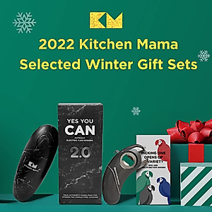 Kitchen Mama Infinite Openings Collection: Limited Marble Auto 2.0 Series, Upgraded Blade Cuts Leaving Smooth Edge, and Epic One Opener: Magnetic, Opens Bottle, Beer, Pull Tab Cans, and Jars (Black)