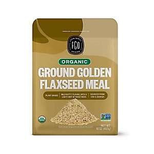 FGO Organic Ground Golden Flaxseed Meal, Cold Milled, Grown in USA, 16oz, Packaging May Vary (Pack of 1)