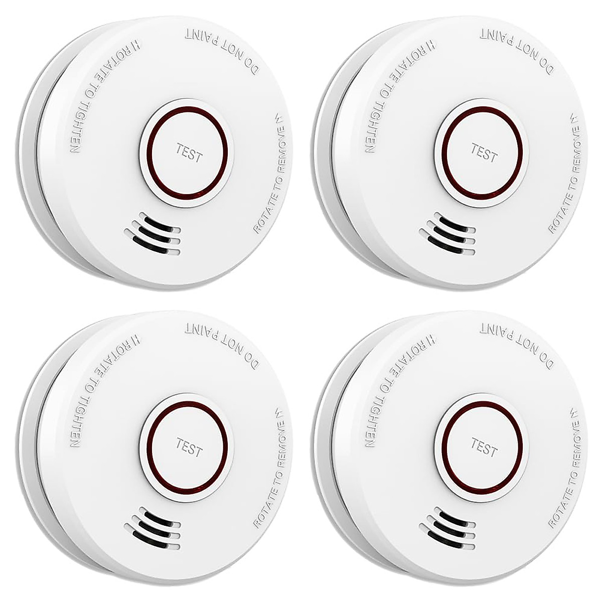 LSHOME 4 Pack Smoke Detector Fire Alarms 9V Battery Operated Photoelectric Sensor Smoke Alarms Easy to Install with Light Sound Warning, Test Button,9V Battery Included Fire Safety For home (GS526A-4)