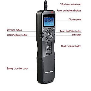 PHOTOOLEX Intervalometer Digital Camera Remote Shutter Release Controller LCD Timer Control with Cord for Canon EOS Rebel T6 T7 80D 70D 60D 60Da 77D T7i T6i T6s SL2 SL1 T5 T3 T5i T4i T3i T2i EOS