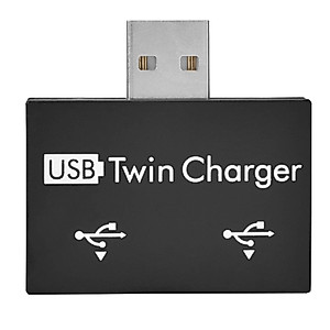 Portable Male to 2 Port USB Twin Charger USB Hub, USB2.0 Hub Adapter, Plug and Play for Mobile Device with USB Port(black)