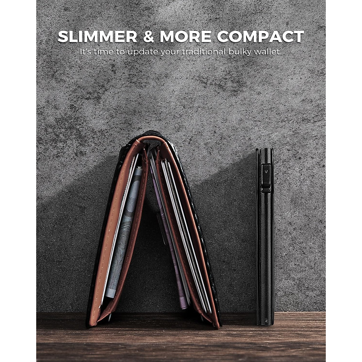 LORZOR Slim Airtag Wallet for Men, Bifold Leather Mens Wallets with Magnetic Closure, Smart Wallet RFID Blocking Pop Up Card Holder,Minimalist Wallet with Gift Box