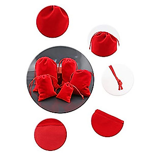 6PCS Red Dust-Proof Drawstring Storage Pouch Bag Reusable Flannel Drawstring Bags Shoe Gifts Jewelry Clothes Storage Pouches Space Saver Organizer For Travel Household (12 x 4 inch, Not Washable)