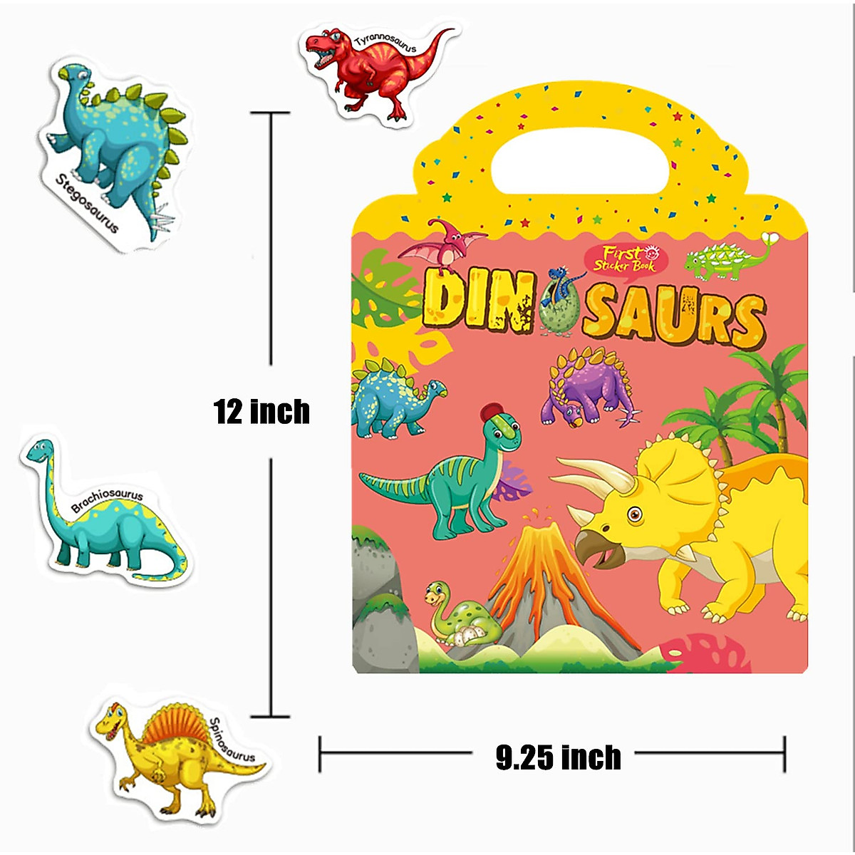 Reusable Stickers Book for Toddlers,Dinosaur, Animal and Vehicle Static Sticker for Kids Activity Books Learning Toys Birthday Christmas Gifts