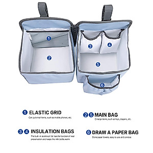 MOMIGO Baby Diaper Caddy Bag Stacker Organize - Nursery Storage Bin for Diapers, Wipes & Toys with Insulation Pocket - 2pcs Diaper Organizer for Crib Wall (Blue)