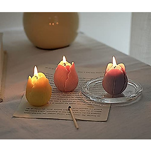 Tulip Flower Shaped Scented Candle,2 Pack Handmade Aroma Soy Wax Decorative Candle for Table Photo Prop Birthday Gift,Prefect for Meditation Stress Relief Mood Boosting Bath Yoga (Pink+Yellow)