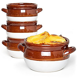Vumdua French Onion Soup Bowls with Handles, 16 Oz Ceramic Soup Serving Bowl Crocks - Oven Safe Bowls for Chili, Beef Stew, Cereal, Pot Pies, Set of 4