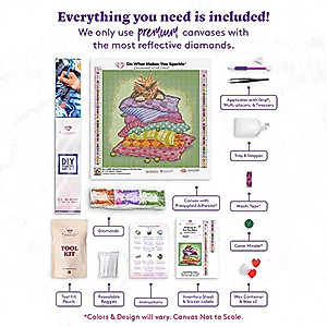 DIAMOND ART CLUB Princess and The Pea Kitty Diamond Painting Kit, Cat-Princess Diamond Canvas, Square 5D Diamond Art for Adults and Kids, 13" x 13" (33 x 33 cm)