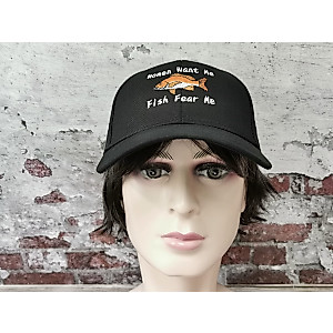 Hepandy Women Want Me Fish Fear Me Embroidered Baseball Caps for Men, Adjustable Black Trucker Hats Embroidery Snapback Cotton Animals Dad Hat