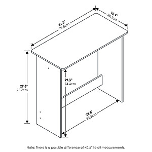 FURINNO Simplistic Study Table, Pink, 15.5 in x 31.5 in x 29.75 in (D x W x H)
