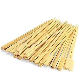 DecorRack 100 Natural Bamboo Paddle Picks, 6 inch Wood, Barbecue, Kabob Skewers for Grill, Appetizers, Fruit Sticks, Cocktails Picks (100 pack)