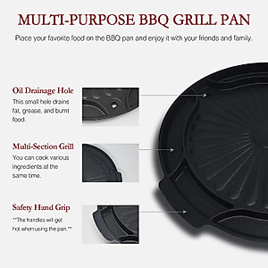 Eutuxia Master Grill Pan for Korean BBQ, 15", Stovetop Nonstick Smokeless Scratch-Resistant, Oil Draining Hole, Safety Hand Grip, For Grilling Vegetable Egg Meat Garlic Cheese Kimchi Made in Korea