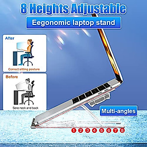 NORMIA RITA Semiconductor Laptop Cooling Stand, 3S Fast Cooling Foldable Laptop Cooler with Refrigeration Plate, Portable Gaming Laptop Cooling Pad for Desk with 8 Heights Adjustable