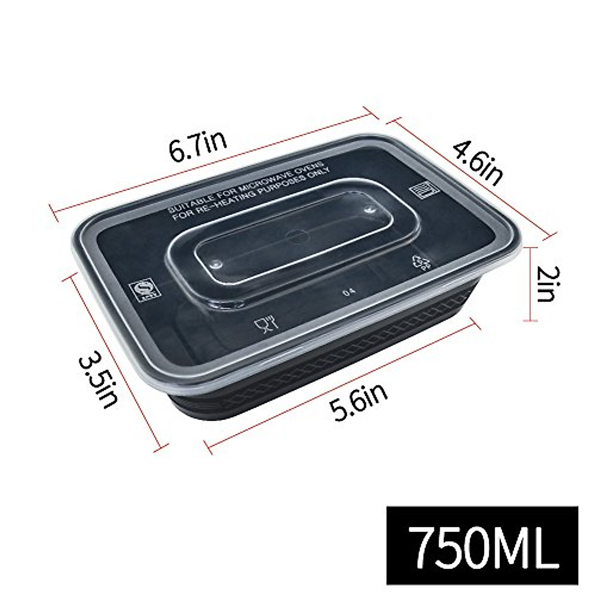 HOMEE Meal Prep Containers 50 Pack/ 26 oz Reusable Food Storage Containers Bento Lunch Box with Lids Made of Plastic, Stackable, Microwavable, Freezer and Dishwasher Safe Use