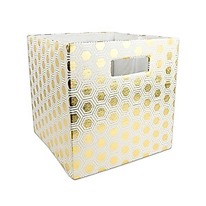 DII Collapsible Polyester Storage Cube, Honeycomb, Gold, Large