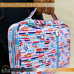 Bible Cover – Beautiful Bible Case with Inspiring Bible Verses for Women – Covers & Protects Your Prayer and Study Items - Keep His Word Close in This Unique Stylish Bag