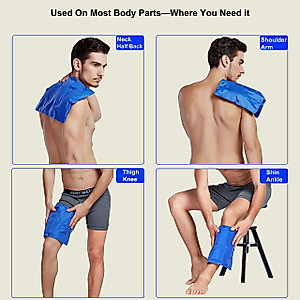 Koo-Care Large Flexible Gel Ice Pack for Injuries Reusable Hot Cold Compress - Fit for Shoulder Arm, Back, Hip, Knee, Shin, Foot Pain Relief, Swelling, Physical Therapy (L, 11" x 14") Pack of 2