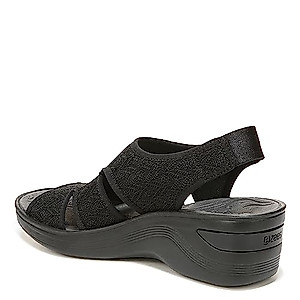 BZees Womens Daytona Slip-on Wedge Sandal, Black, 9 Wide US