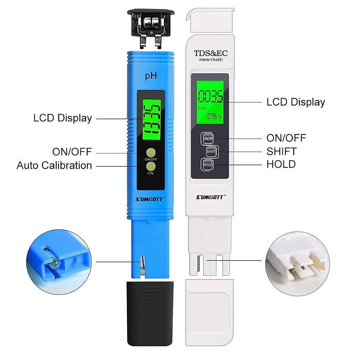 PH Meter Digital TDS Meter EC & Temperature Test Meter 4 in 1 Set, 0.01 High Accuracy PH Tester Pen Water Quality Tester for Household Drinking, Pool and Aquarium