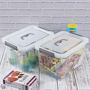 Xeabia 12 Quart Clear Storage Latch Box with Handles, Plastic Organizing Bin with Lid, 6 Packs