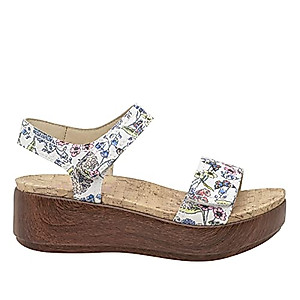 Alegria Women's Tamsyn Fine and Dandy Leather Platform Wedge Sandal 10.5-11 M US