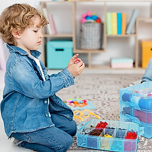 Tavolozza 3-Tier Blue Craft Storage Container, Stackable Organizer Box with 30 Compartments and a Chic Handle,Perfect for Toy,Crafting,Art Supplies,DIY Lovers