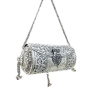 Women Silver Handmade Ethnic gift Brass Metal bag antique bridal clutch