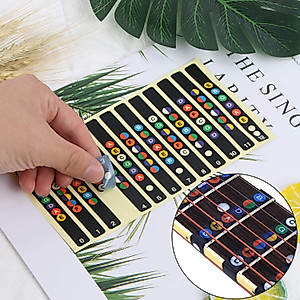 2 Pcs Guitar Fretboard Stickers, Guitar Note Stickers, Learn Guitar Tabs, Sticker for Beginner Learner with 10 Pcs Guitar Picks