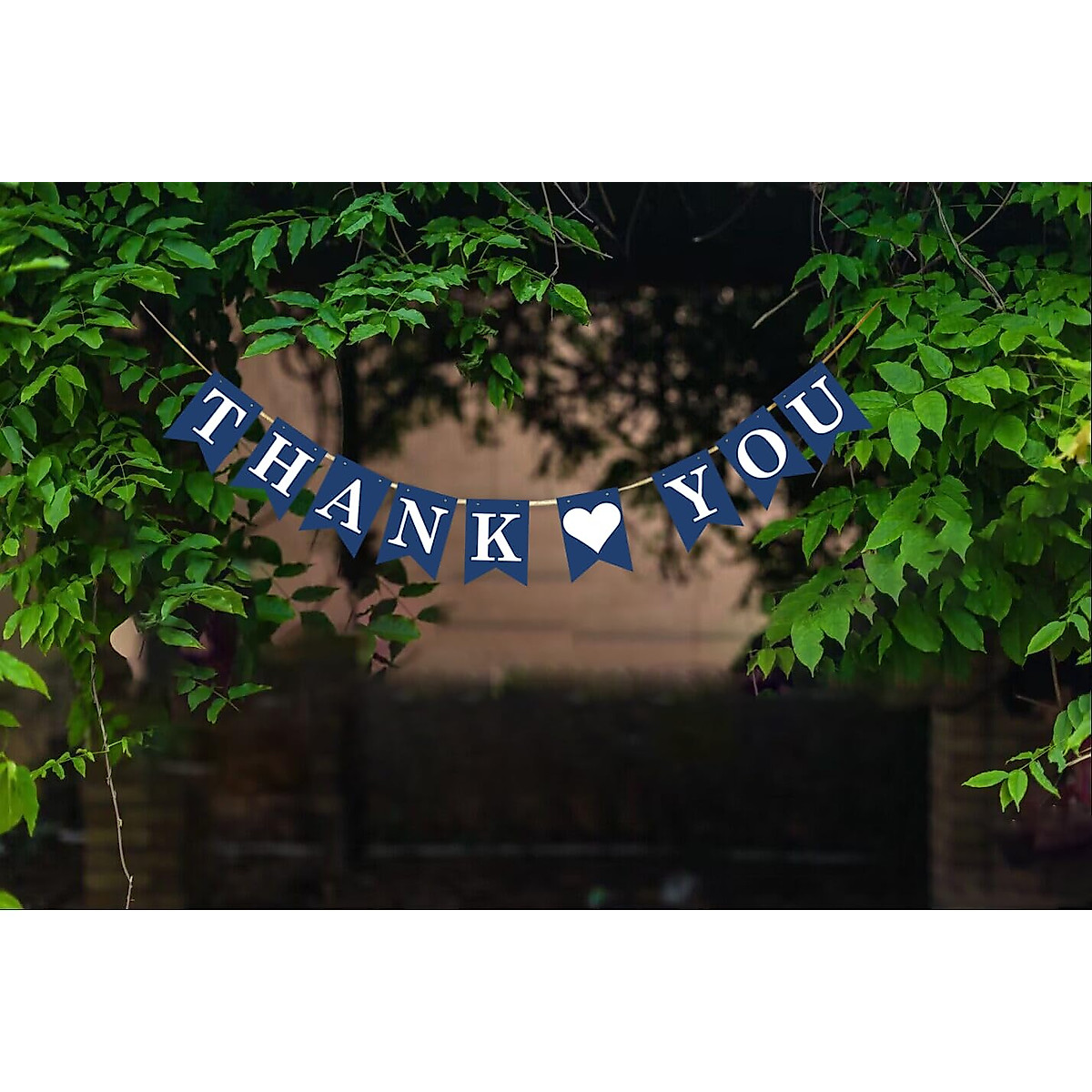 KUNGOON Thank You Banner,Premium Blue Wedding Bridal Shower,Thanksgiving Day Party Decorations,Engagement/Wedding Anniversary Party Decoration.