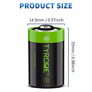 1/2 AA Size LS 14250 ER14250 3.6 Volt 1200 mAh Lithium Batteries 4 Pack, Tyrone Batteries Compatible for Dogwatch Dog Collar and Some of Movement Monitor/Home Security System/Alarm System