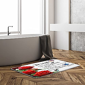 Sunhe Print Microfiber Memory Foam,Inspirational Quote Trust in The Lord with All Thine Heart Red Rose Flower Soft Home Office Door Bathroom Mat/Bath Rugs