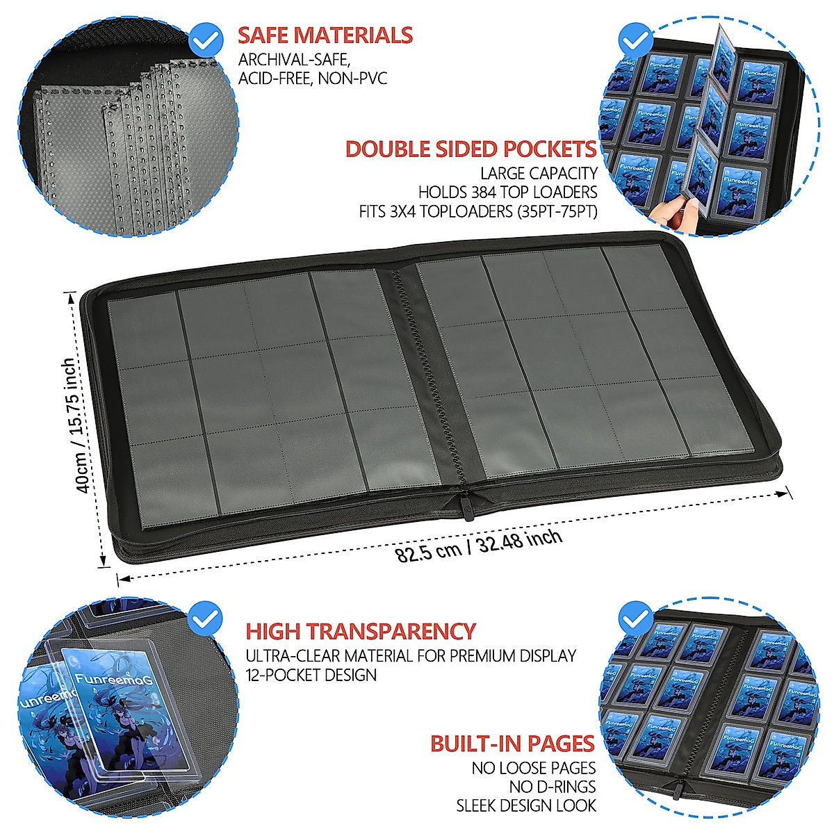 900 cards Football Card Binder Sleeves for Trading Cards,Football 3 Ring Card Binder Hold Up to 900 Cards,Trading Card Collector Album Fit for TCG Yugioh card and Sports Cards.(football card binder)