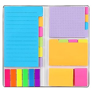 Sticky Notes Set, Hommie Colored Divider Self-Stick Notes Pads Bundle, Prioritize with Color Coding, 60 Ruled (3.7x6), 40 Dotted (3.7x3), 40 Blank (3x3.7), 60 Per Rectangular, 25 Per PET Color