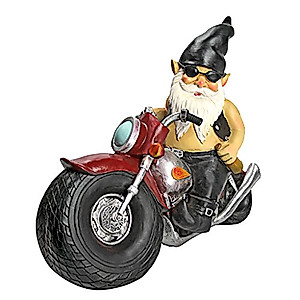 Design Toscano QM7512103 Axle Grease The Biker Garden Gnome Motorcycle Statue, full color