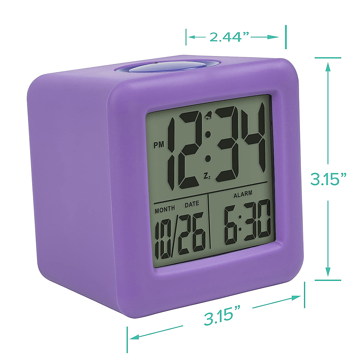 Equity 73004 Purple Soft Cube LCD Alarm Clock with Smart Light