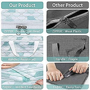 95L Large Storage Bags, 6 Pack Clothes Storage Bins Foldable Closet Organizers Storage Containers with Durable Handles Thick Fabric for Clothing, Comforter, Blanket,Bedding and Toys (Green)